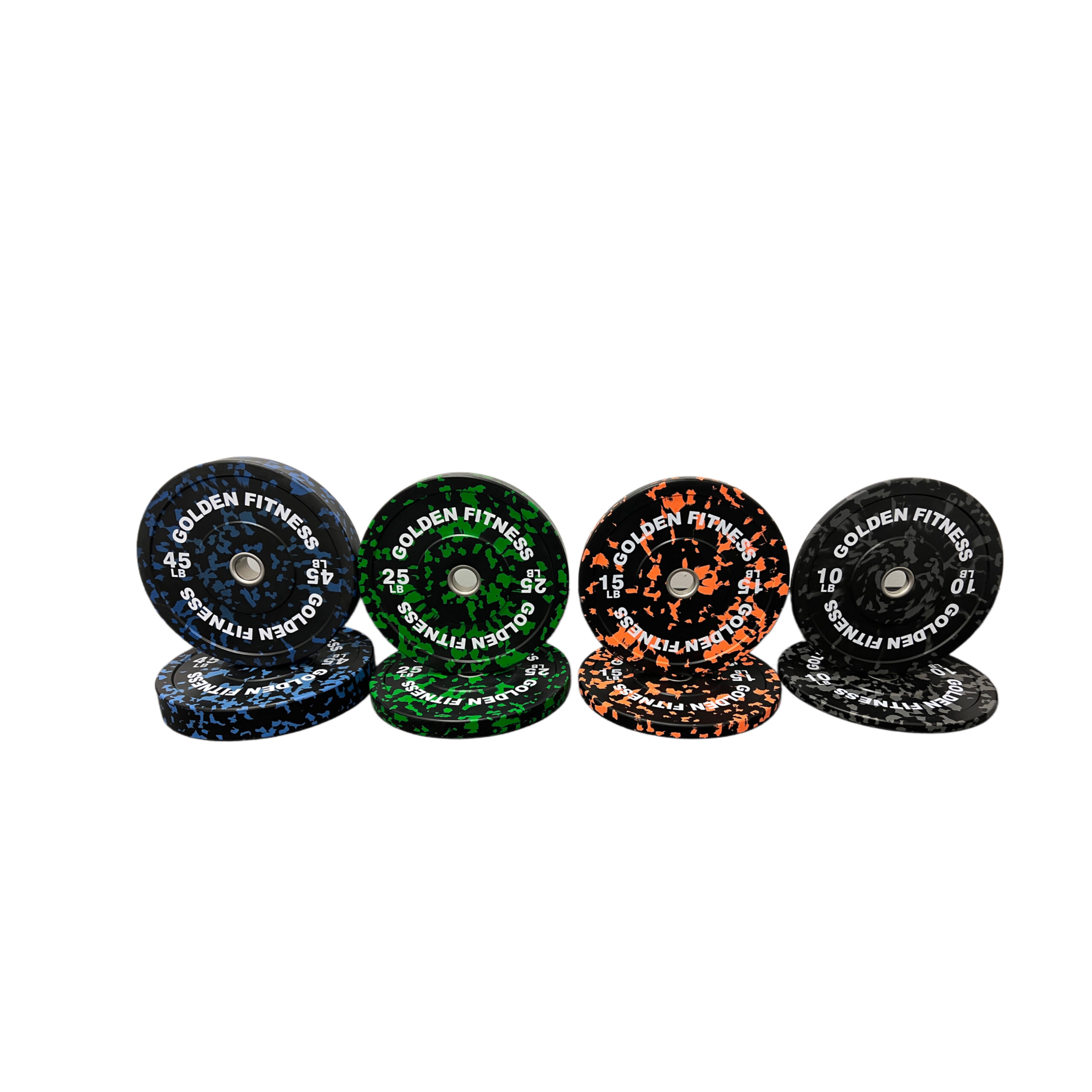 190 Lbs set Olympic Camouflage bumper plates | Golden Fitness